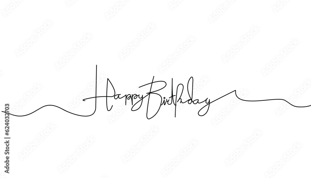 Happy birthday handwritten line art style . hand drawn lettering vector ...