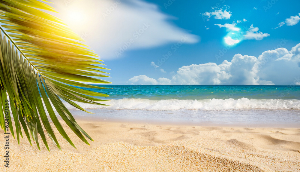 Summer background, nature of tropical golden beach. Golden sand beach ...