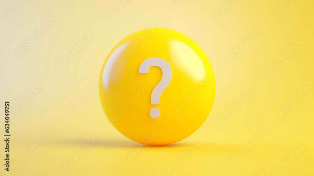 White questions mark illustration inside of yellow speech bubble on ...