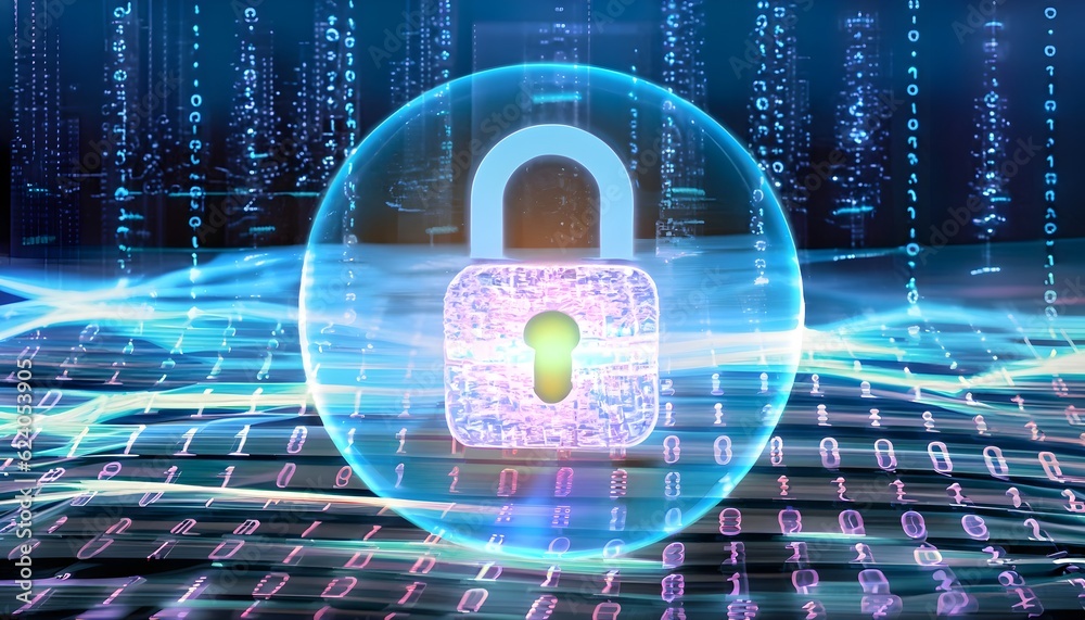 system hacked alert with red broken padlock icon showing unsecure data ...