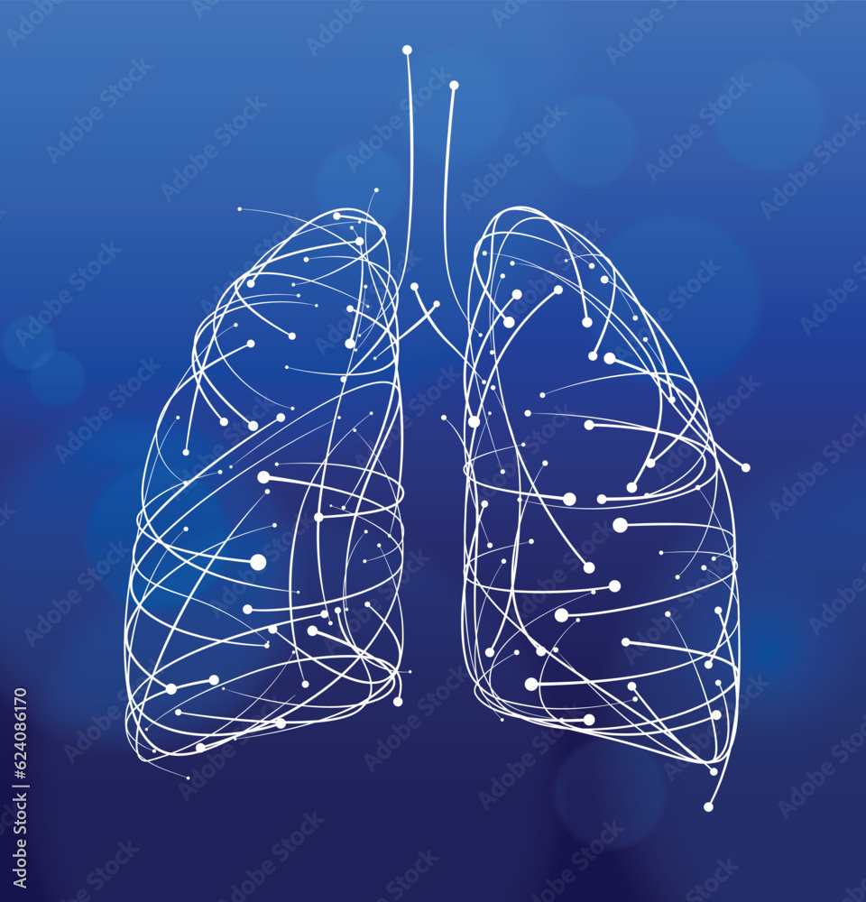Illustration of curves and dots arranged to form the shape of a human ...