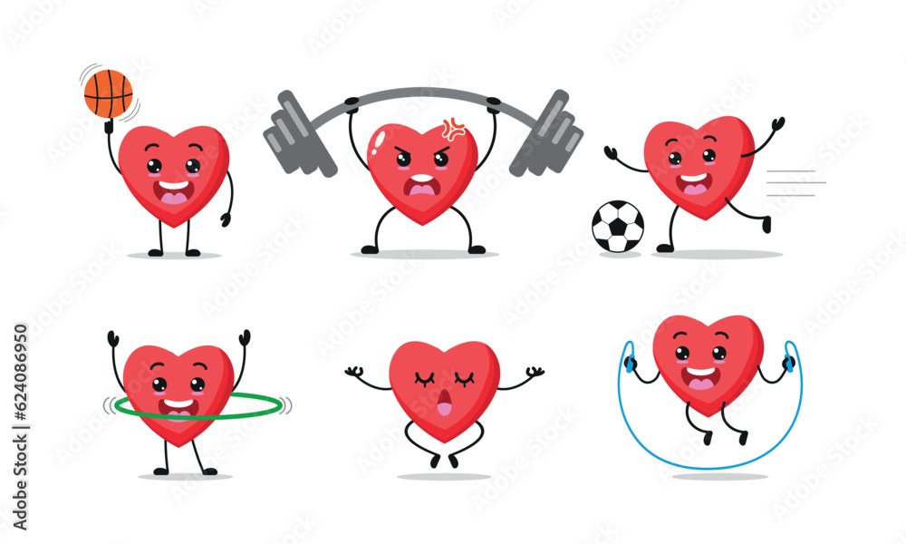 Heart Exercise Sport Different Activity Vector Illustration Sticker ...