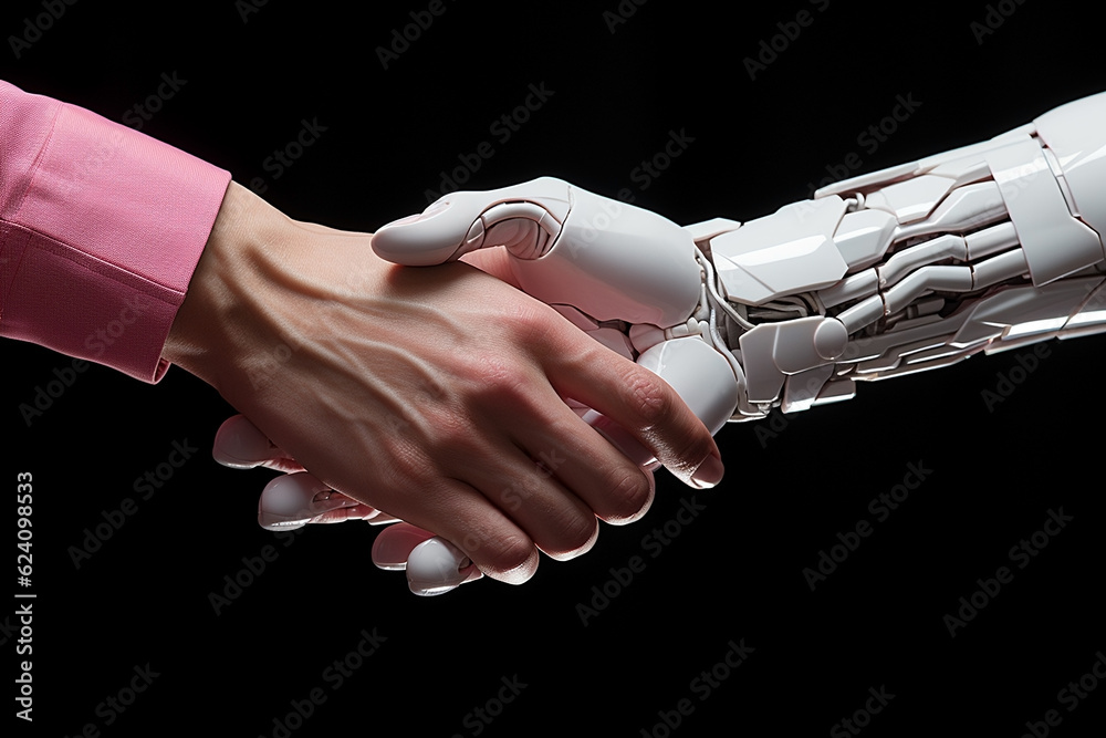 Technology meets humanity background, modern remake of The Creation of ...