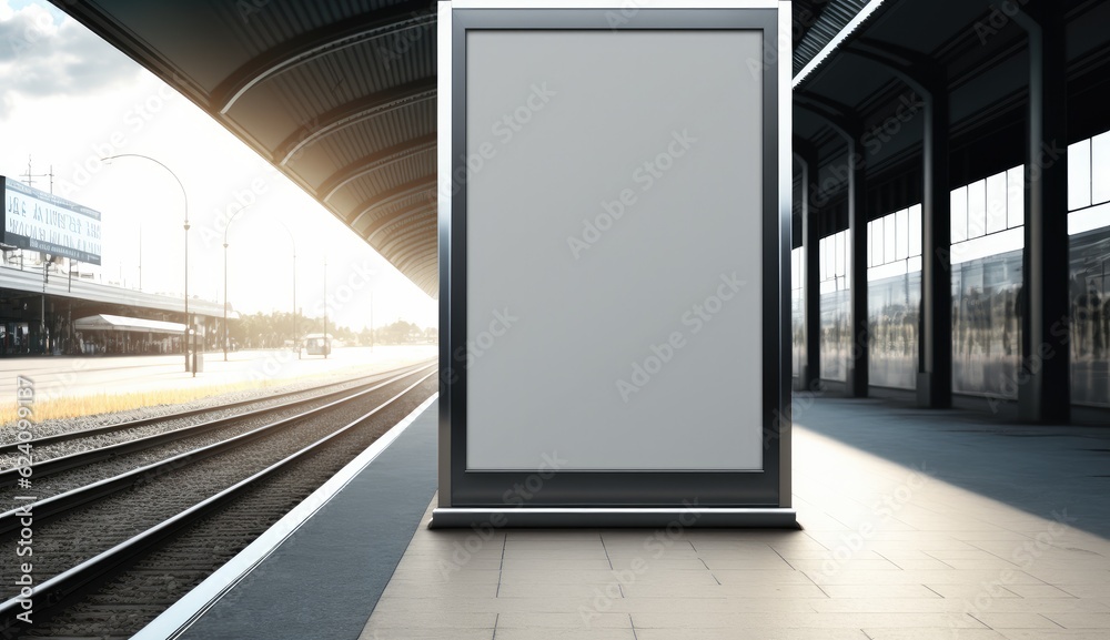 billboard or blank poster, blank white mast banner mockup, front view ...