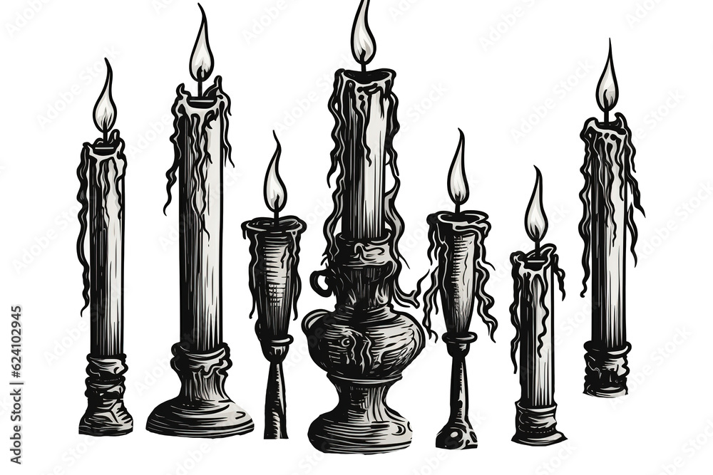 candles creepy gothic occult clipart cartoon style, Generative AI Stock ...