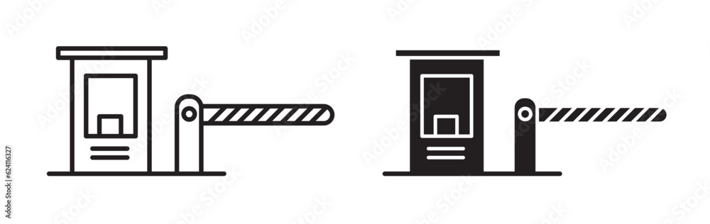 toll plaza guard barrier vector icon set. road checkpoint guard symbol ...