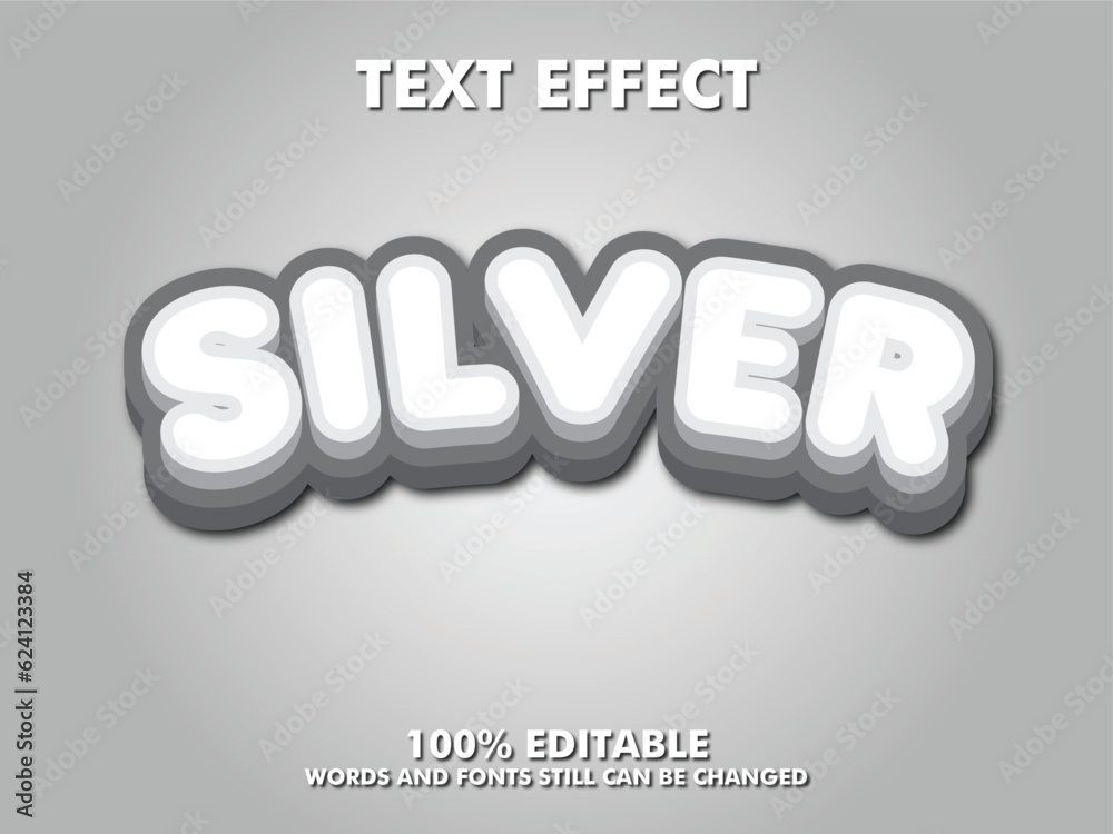 vector silver text effect editable template, silver text, fun font ...