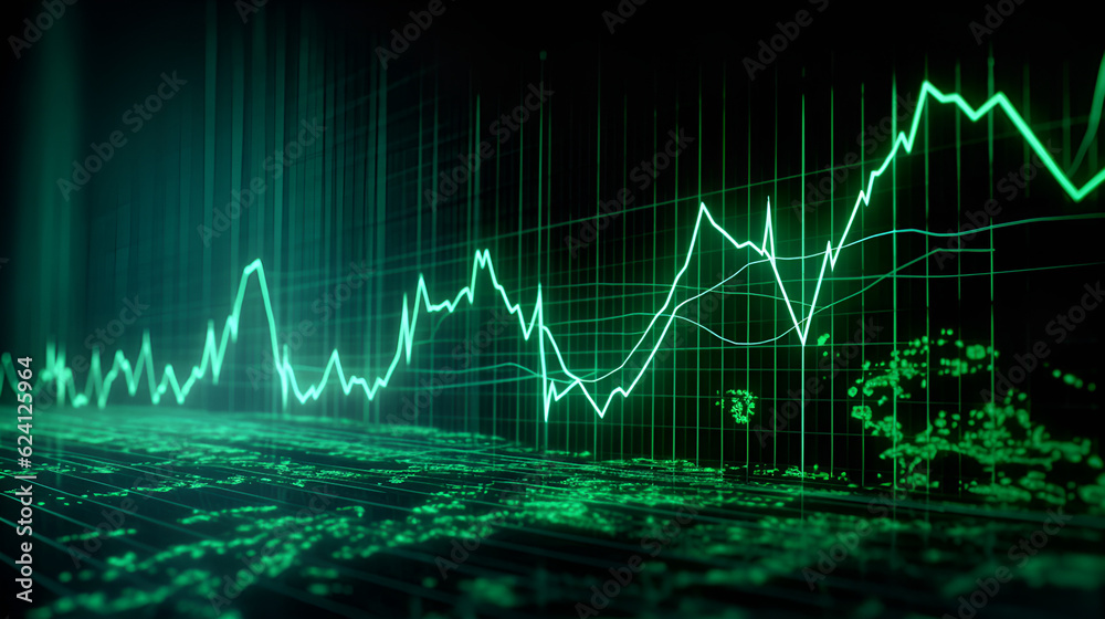 exponential graph, increasing bar graph upward to the right, green ...