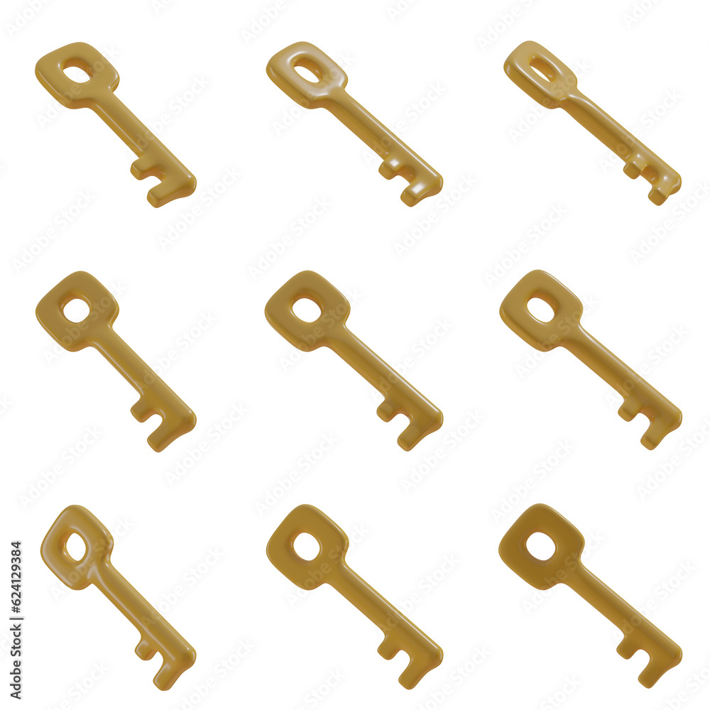 Set of orange keys, Set of 3d keys with transparent background, PNG ...