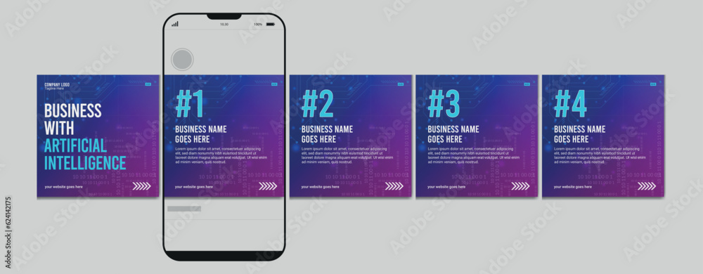 Carousel post template. Artificial intelligence, Instagram microblog ...