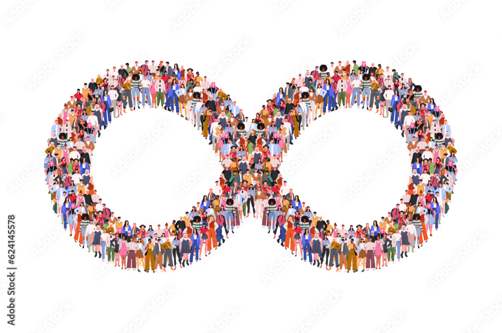 Large group of people in the shape of infinity sign. Infinity symbol ...