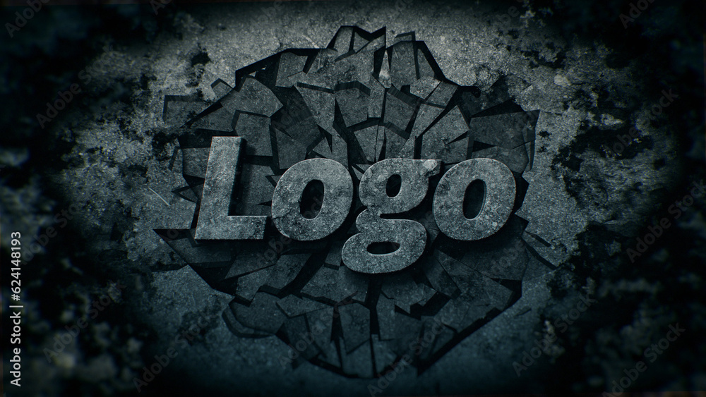 Breaking a Stone Wall Rock Logo Reveal Stock Template | Adobe Stock