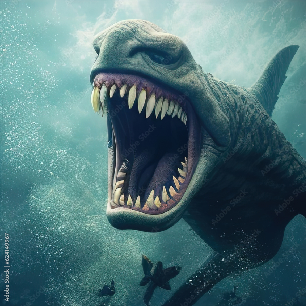 Giant sea monster, in the water terrifying alien from another world ...