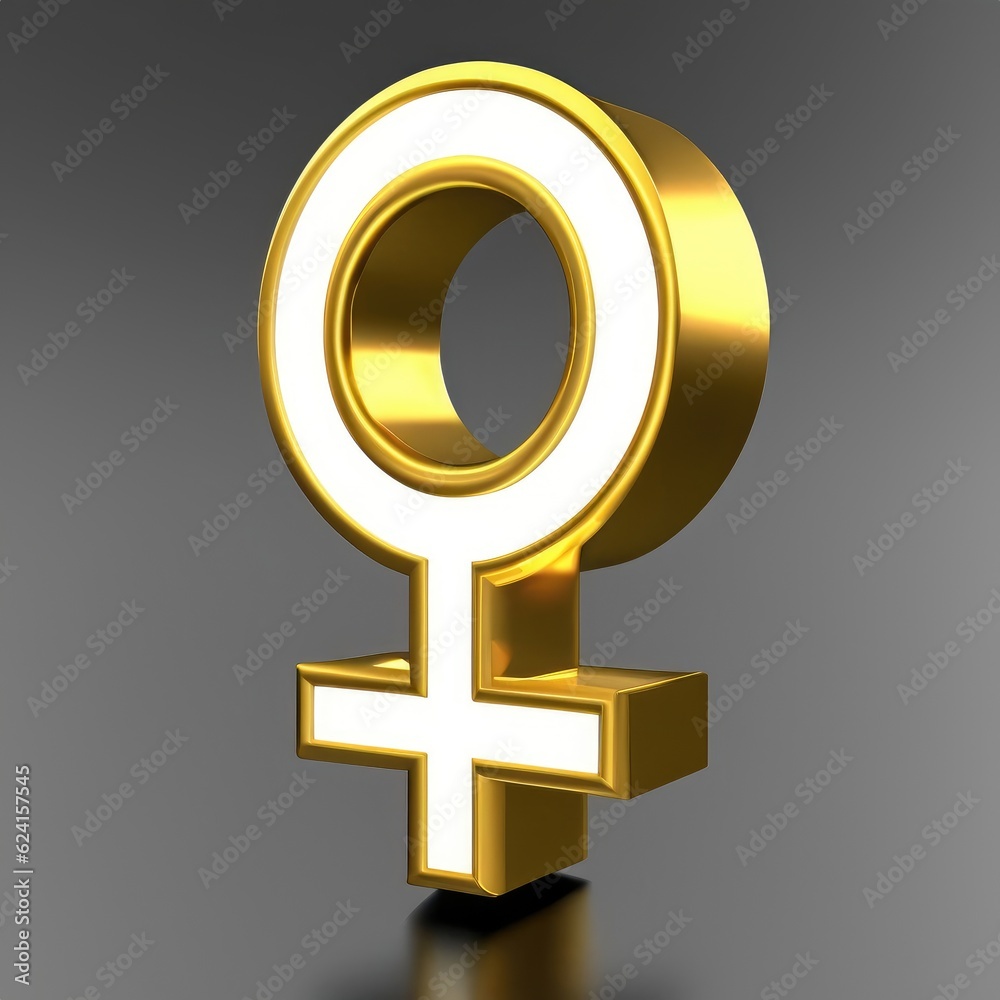 3d golden venus symbol, 3d golden female gender symbol isolated on ...