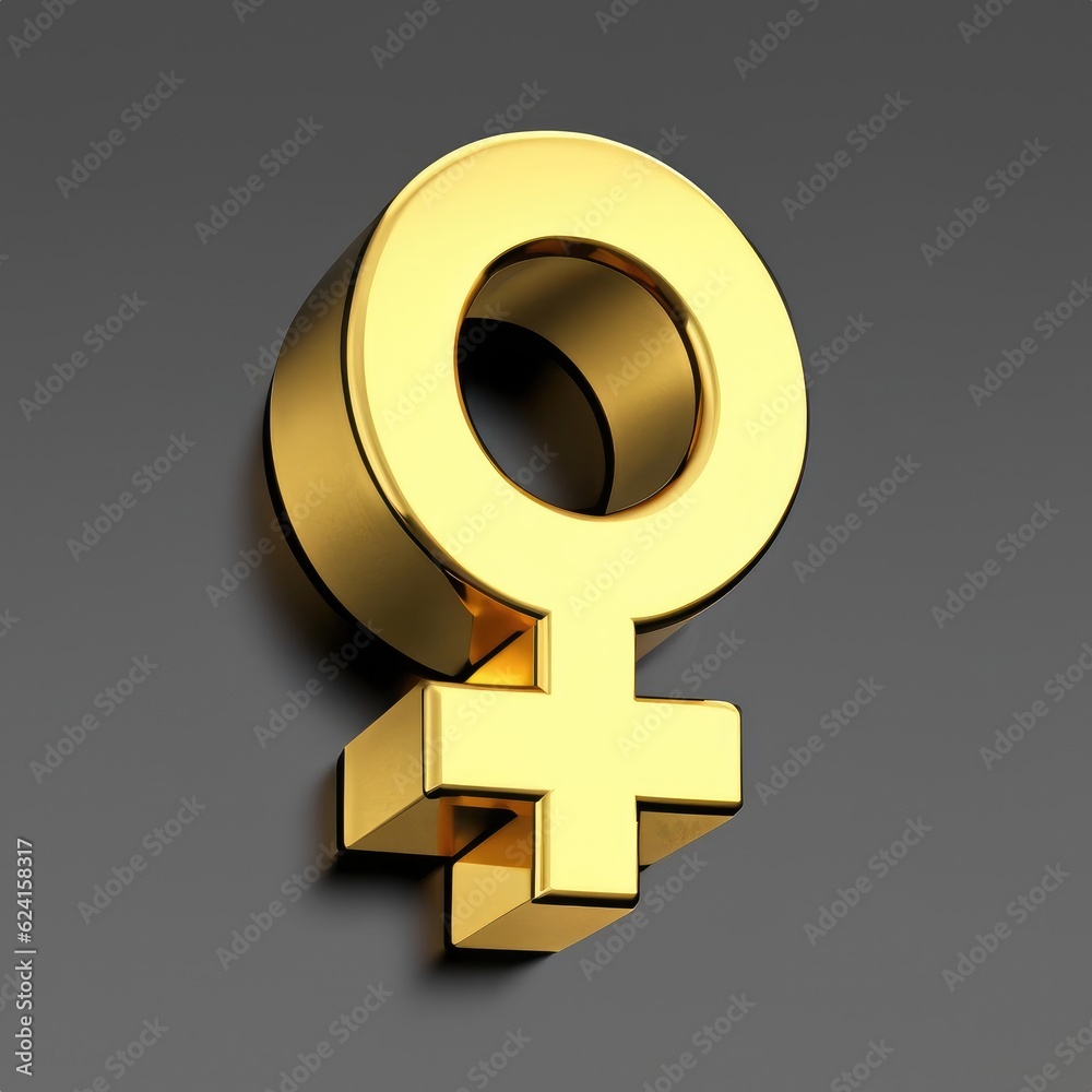 3d golden venus symbol, 3d golden female gender symbol isolated on ...