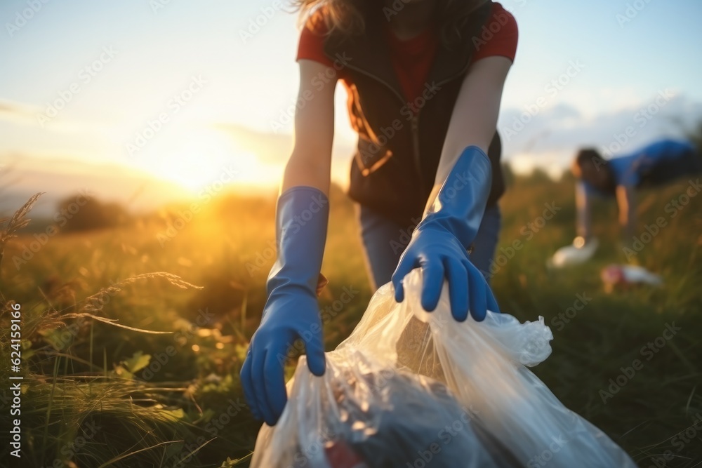 Volunteers in cleaning up nature, Garbage bottles picked up and thrown ...