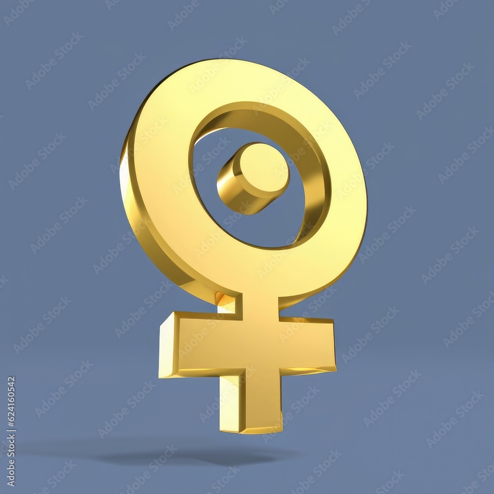 3d golden venus symbol, 3d golden female gender symbol isolated on ...