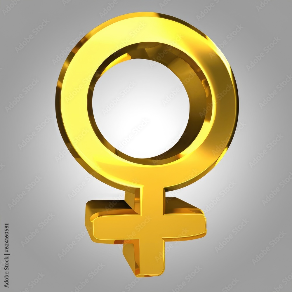 3d golden venus symbol, 3d golden female gender symbol isolated on ...