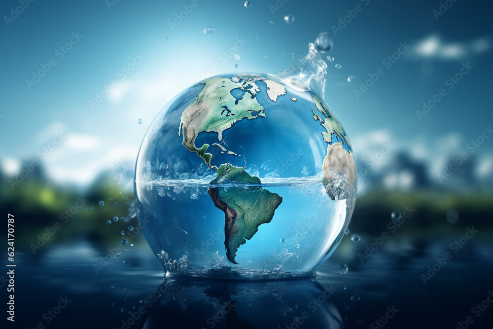 World Ocean Day save water campaign concept: Realistic photo ...