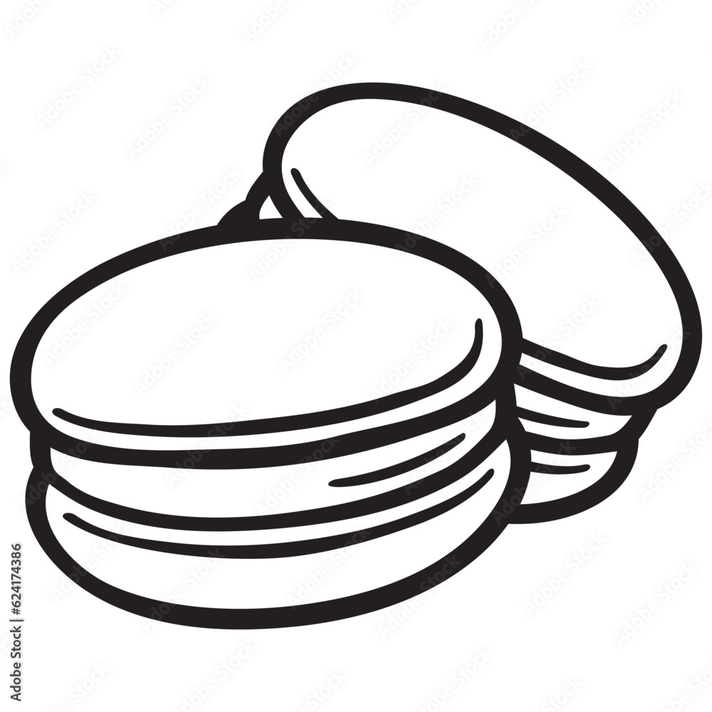 Black 2 sweet macaroons line icon. Simple sweetness flat design ...
