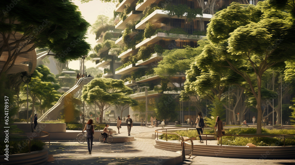 Biophilic urbanism concept, showcasing the integration of natural ...