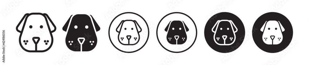 little puppy face icon set. cute dog head vector pictogram. Stock ...