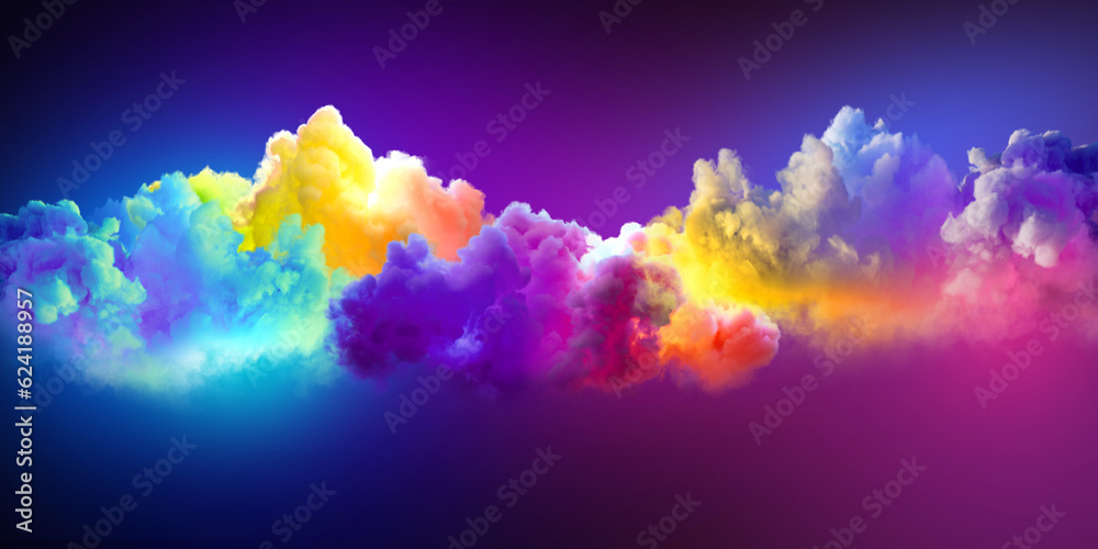 3d render, abstract fantasy background of colorful sky with neon clouds ...