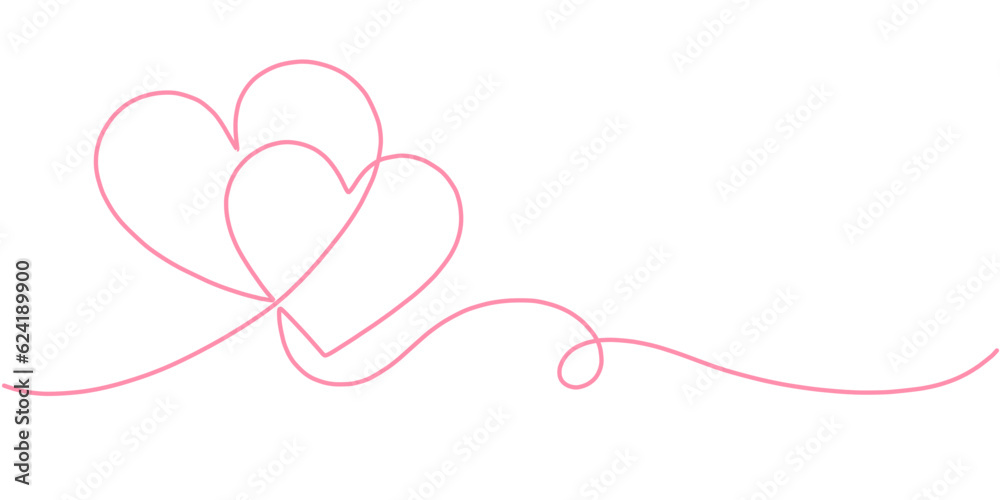Double pink heart line art vector illustration Stock Vector | Adobe Stock