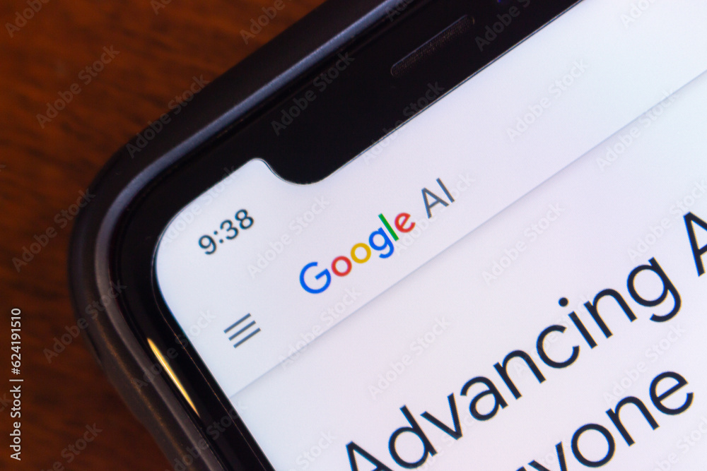 Vancouver, CANADA - Jun 29 2023 : Closeup logo of Google AI seen in its website on an iPhone ...