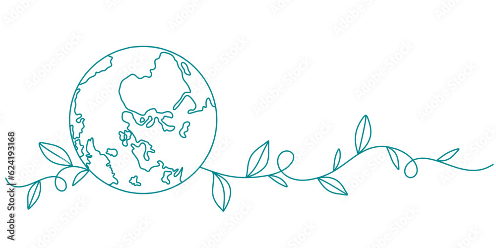 Line art vector illustration of earth Stock Vector | Adobe Stock