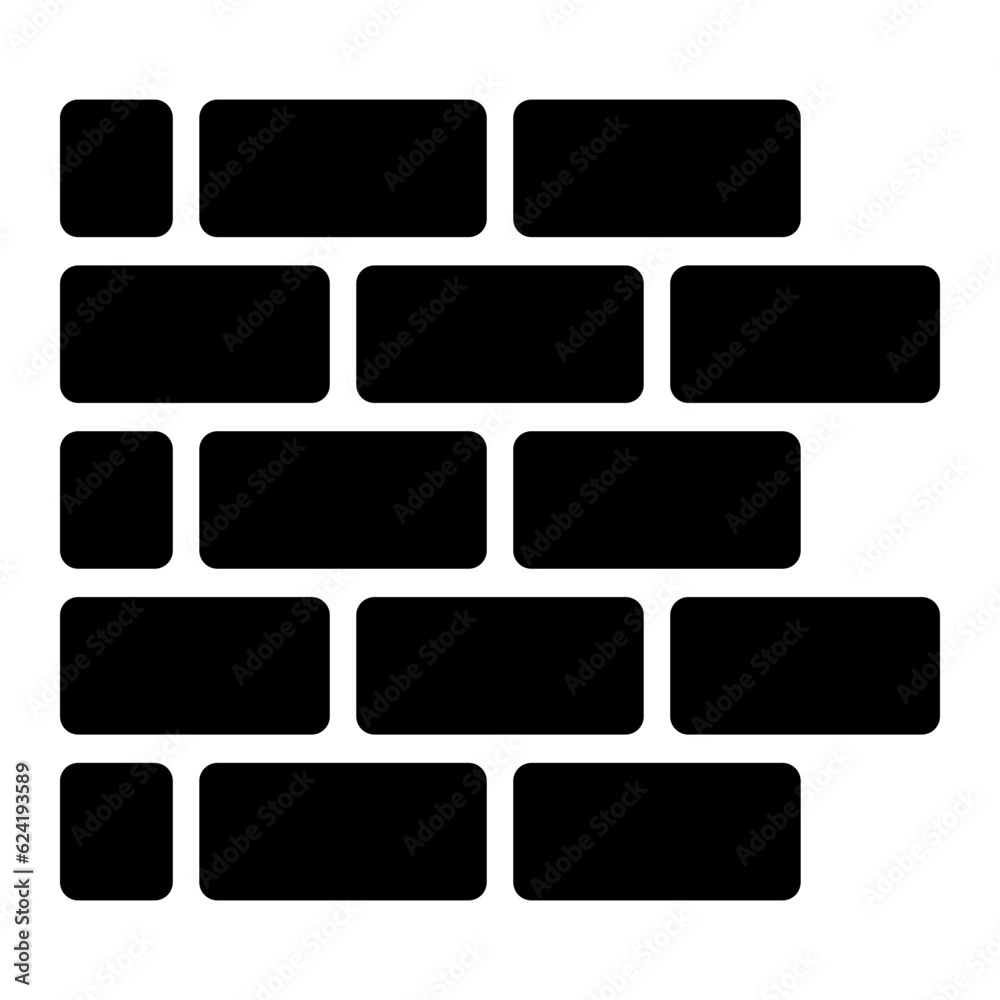Black single border brick wall icon, simple structure pattern flat ...