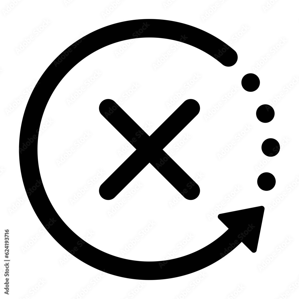 Black single round check sync unapproved icon, simple cycle rotating ...