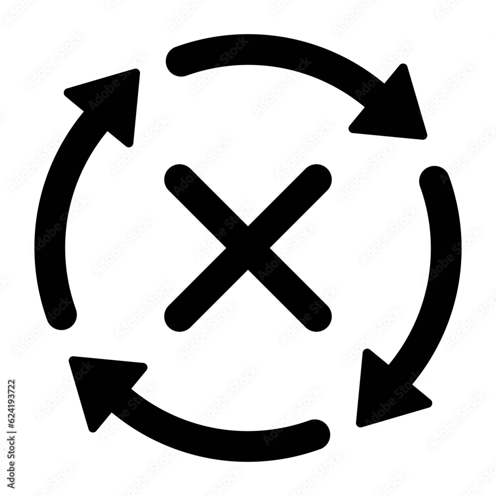 Black single round check sync unapproved icon, simple cycle rotating ...