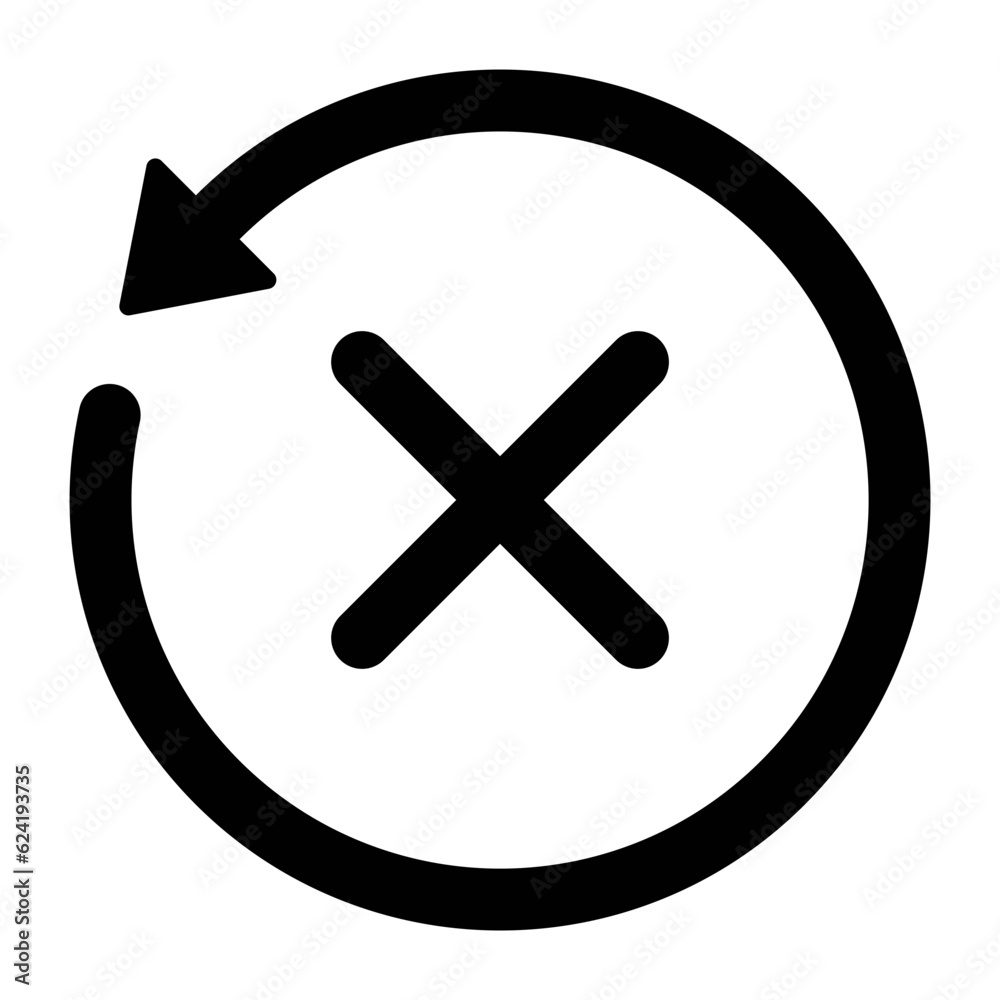 Black single round check sync unapproved icon, simple cycle rotating ...