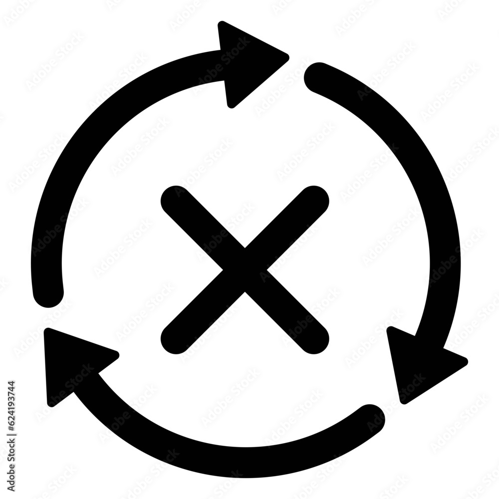 Black single round check sync unapproved icon, simple cycle rotating ...