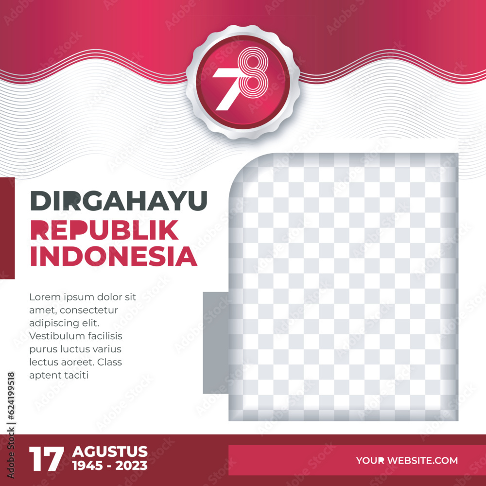 Indonesia independence day Twibbon template design. Dirgahayu Indonesia ...