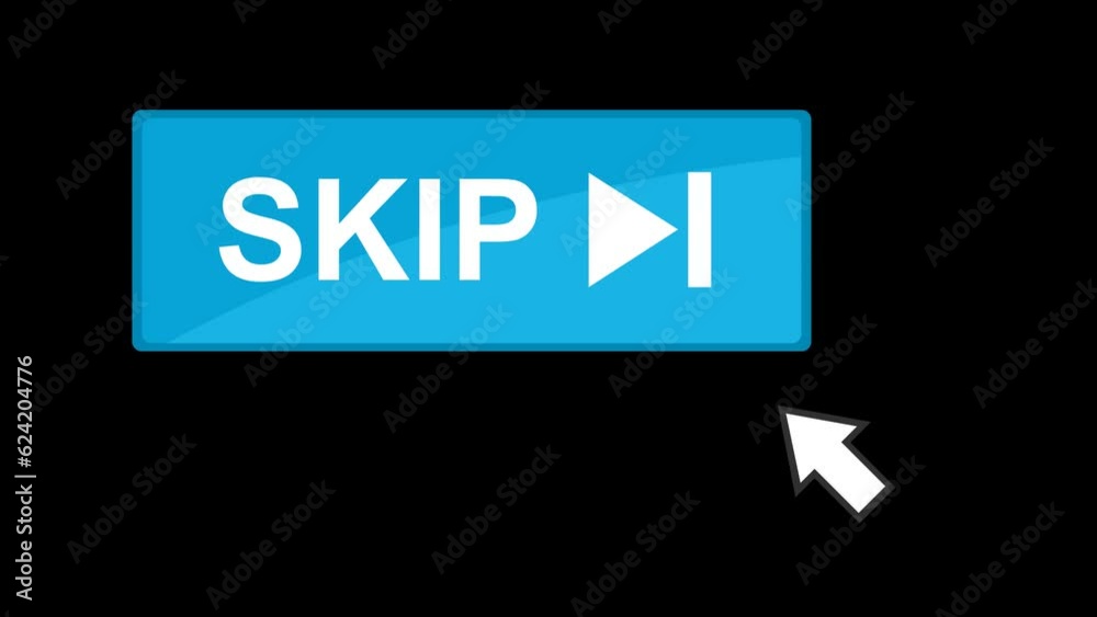 video animation computer mouse cursor by clicking skip button. On a ...