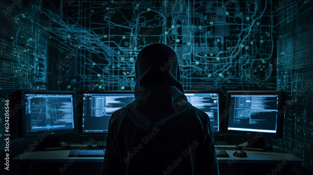 Hacker typing computer. Concept of cybercrime. Cyberattack. Dark web ...