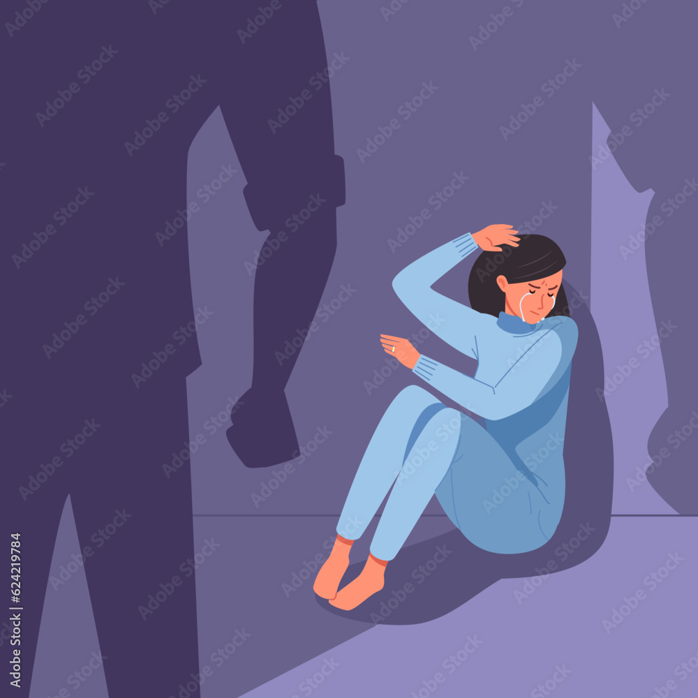Man domestic violence. Woman abuse concept, aggressive abusing shadow ...