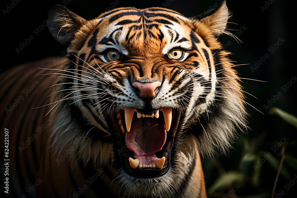 Powerful Wild Tiger Closeup The Fierce King of the Jungle in its ...