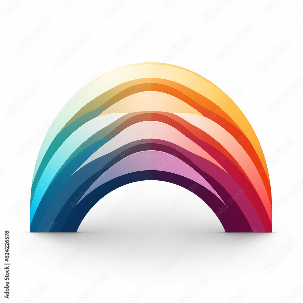 [A Rainbow] - A minimalist line art icon depicting a colorful rainbow ...