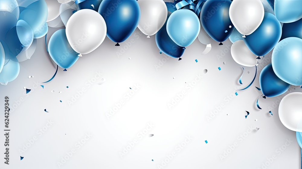 Celebration party banner with Blue color balloons background Stock ...