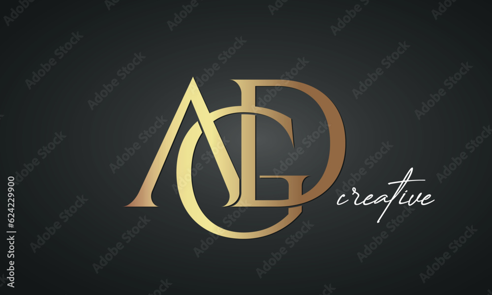 luxury letters AGD golden logo icon premium monogram, creative royal ...