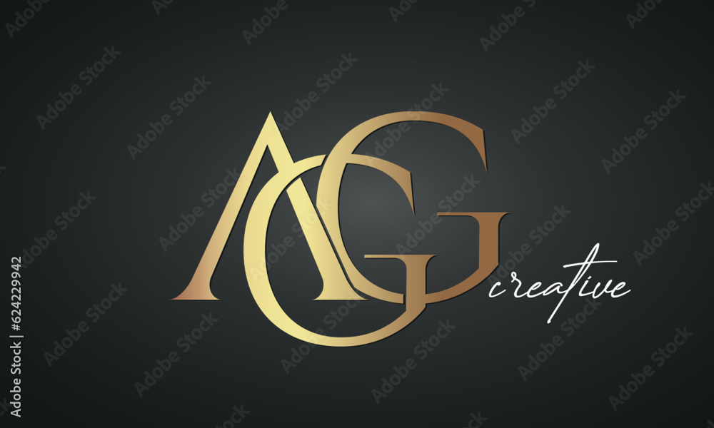 luxury letters AGG golden logo icon premium monogram, creative royal ...