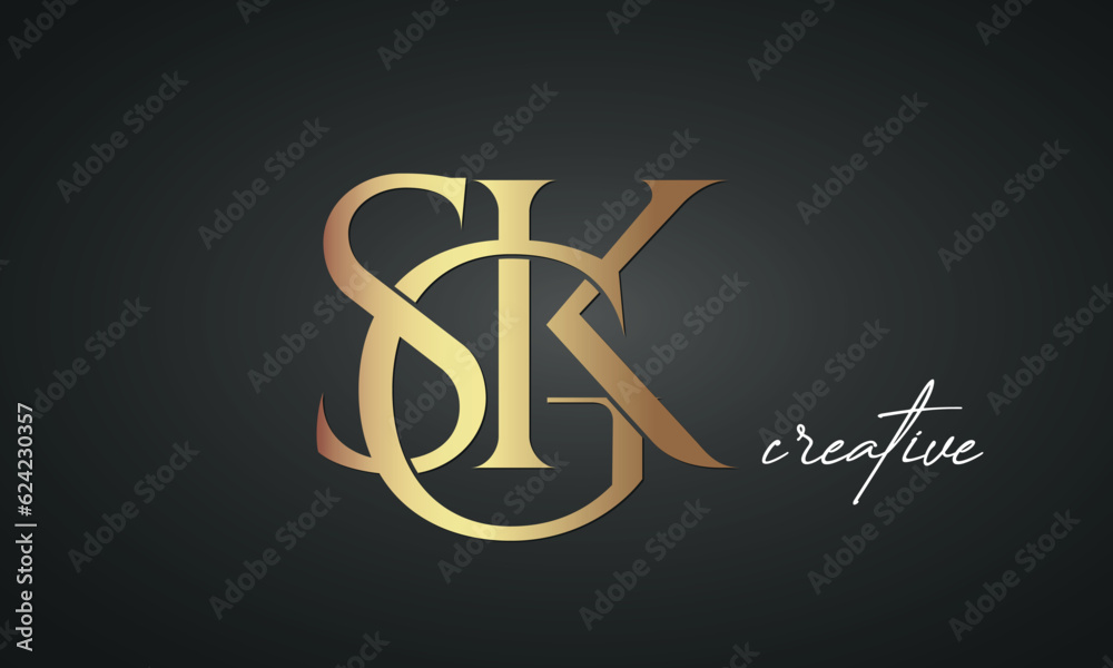 luxury letters SGK golden logo icon premium monogram, creative royal ...