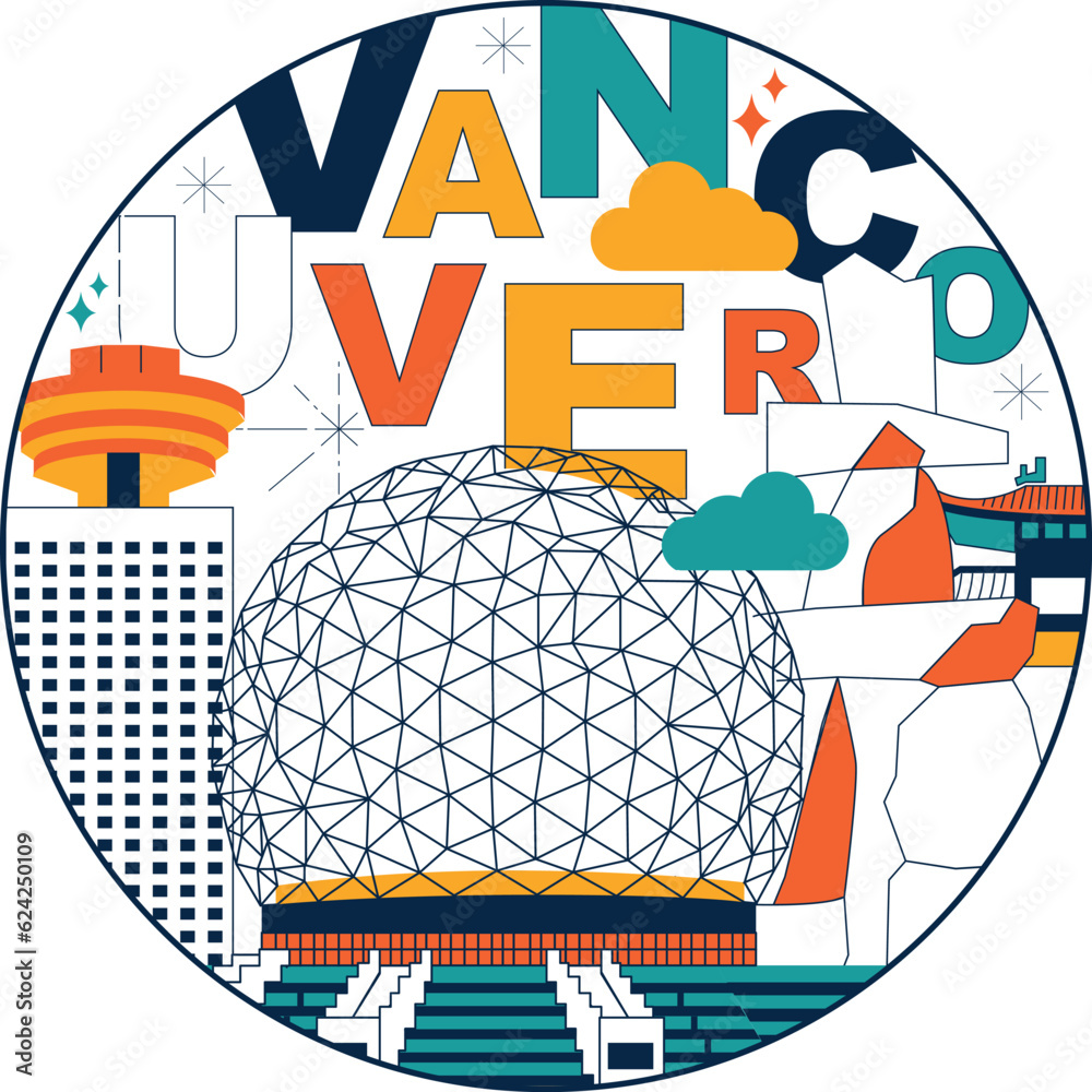 Typography word Vancouver branding technology concept. Collection of ...