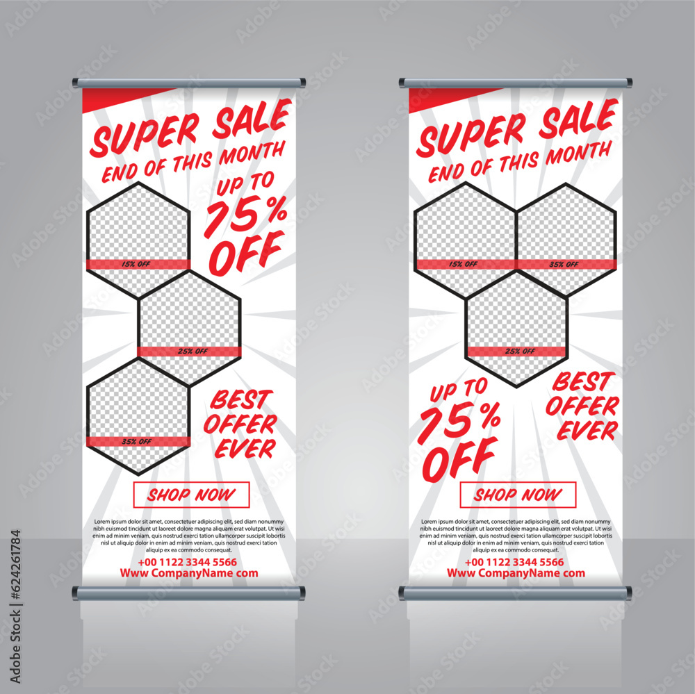 Modern Roll up banner standee design template, pull up, x banner ...
