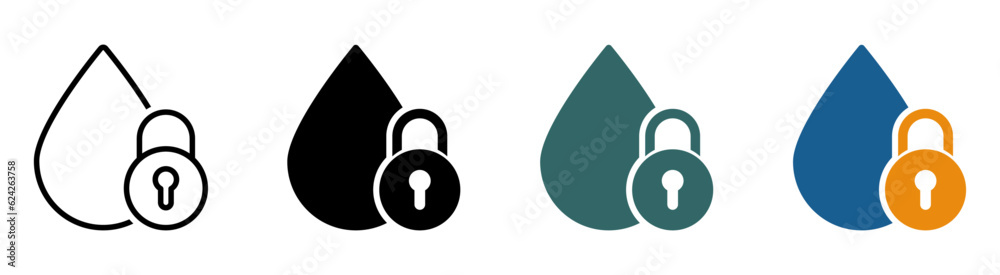 Water drop lock vector icons set Stock Vector | Adobe Stock