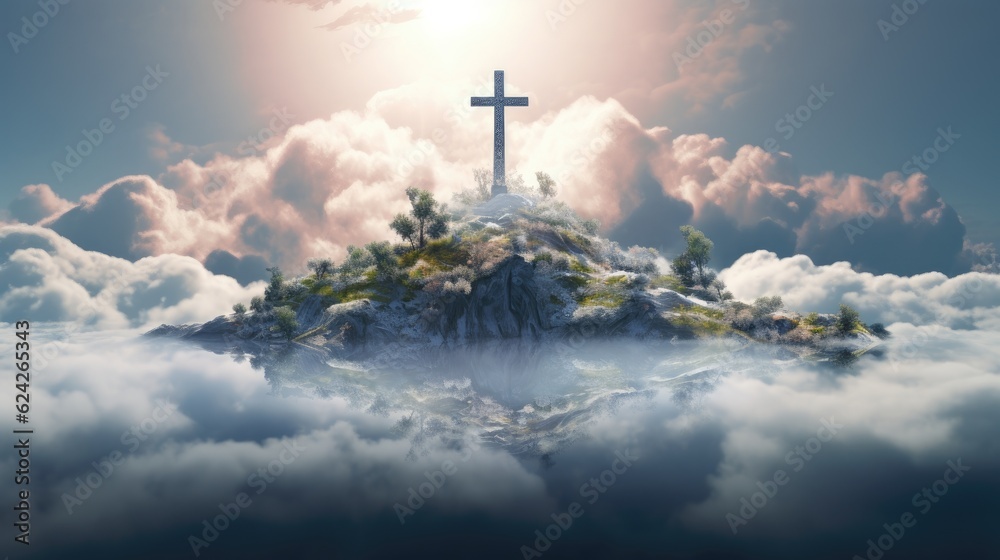 Holy cross symbolizing the death and resurrection of Jesus Christ with ...