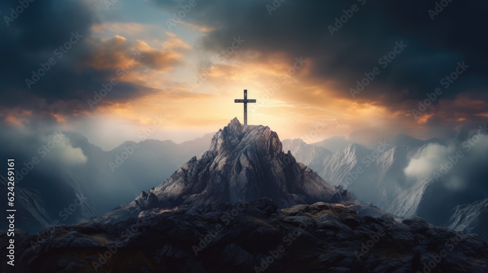 Holy cross symbolizing the death and resurrection of Jesus Christ with ...